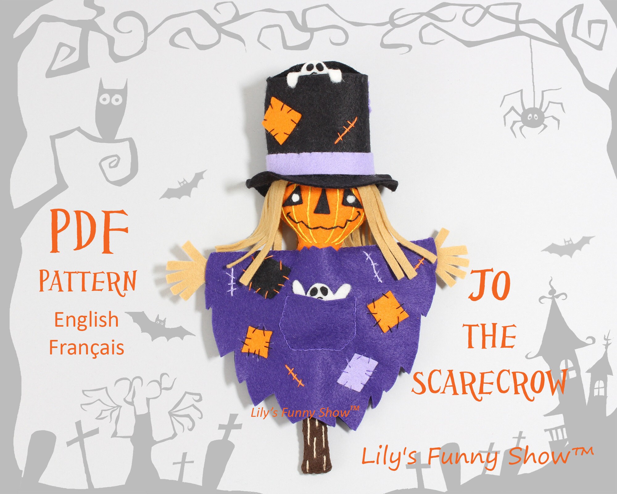 Felt Scarecrow-pdf Pattern &svg-plush Sewing Pattern-halloween - Etsy