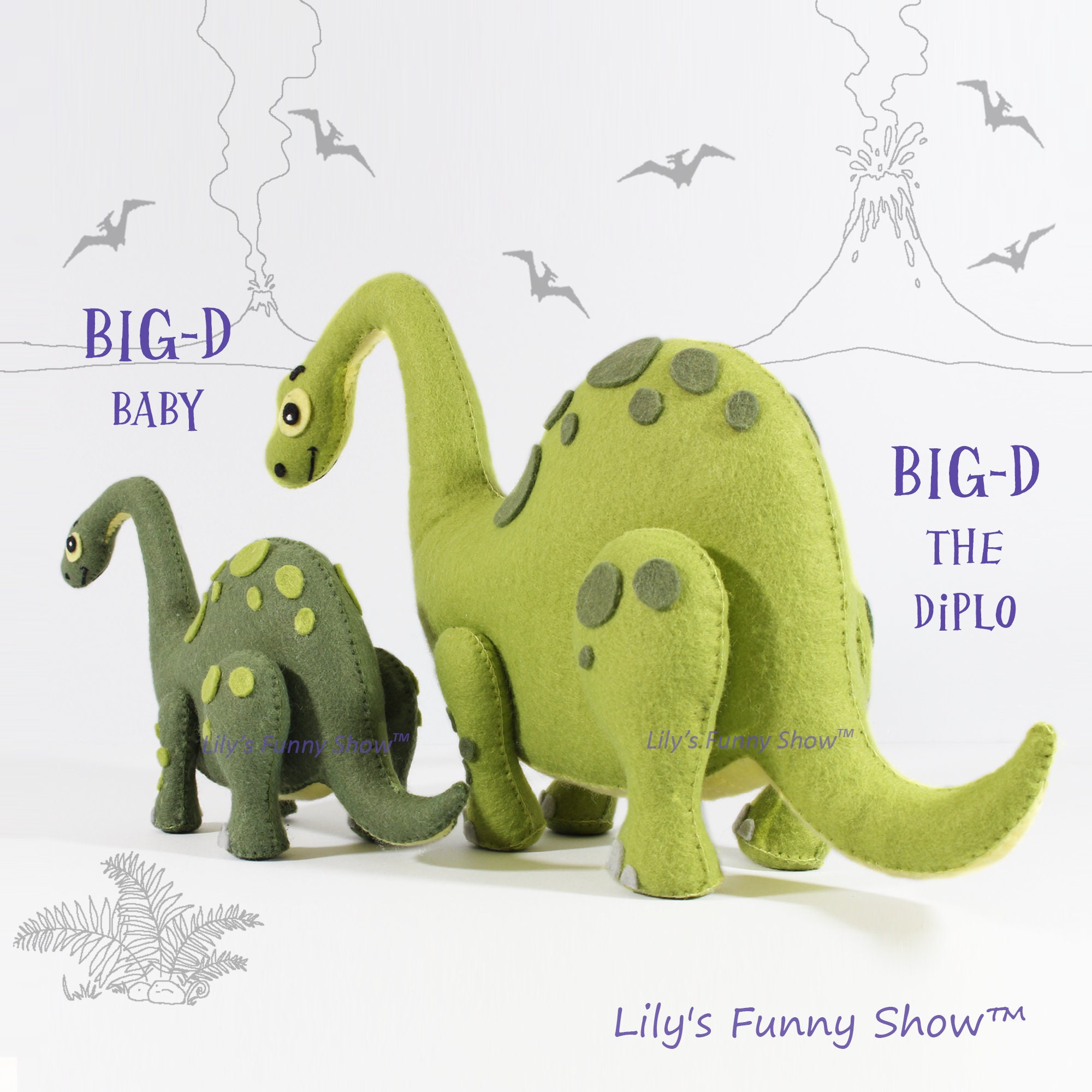 Felt Diplodocus-pdf Pattern &svg-plush Sewing Pattern-dinosaurs - Etsy