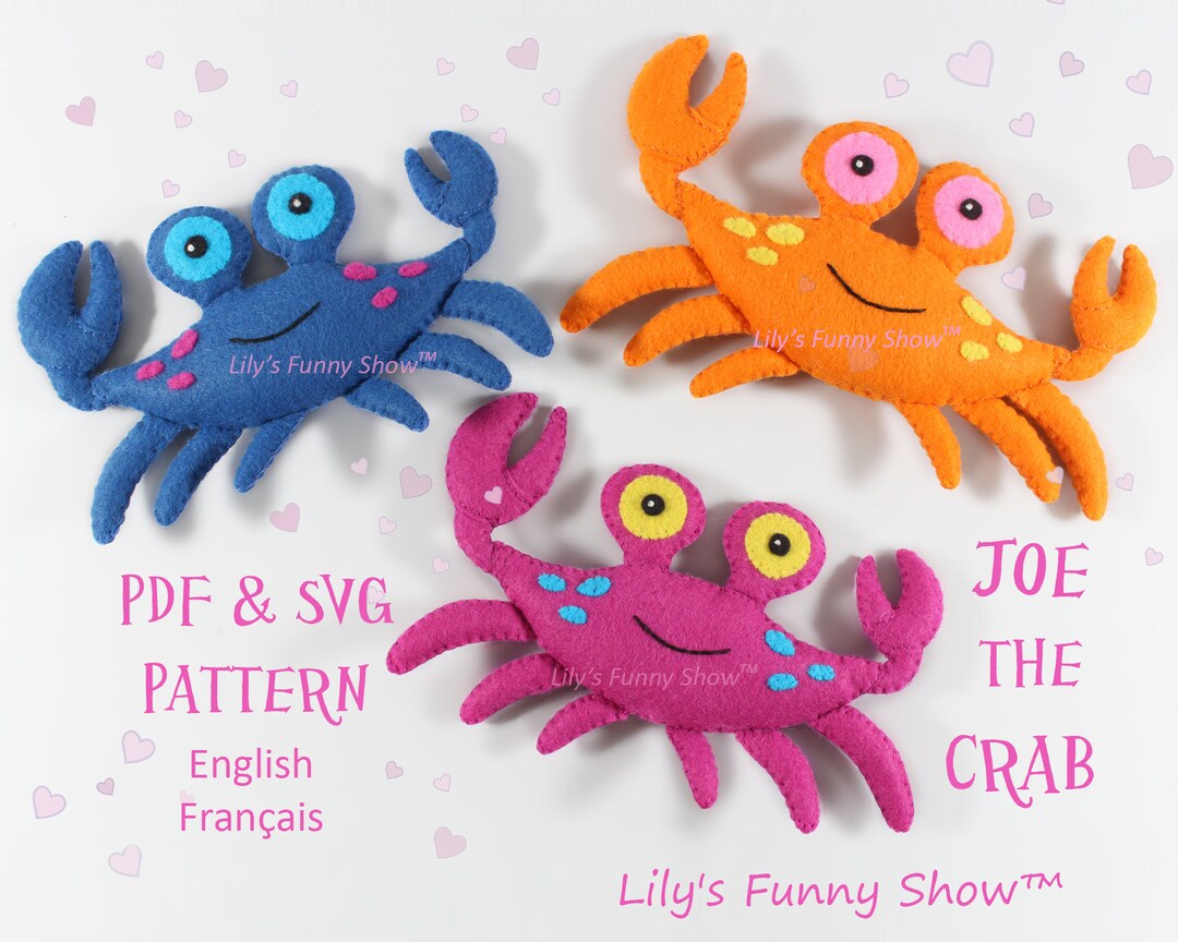 Felt Crab-pdf Pattern &svg-plush Sewing Pattern - Etsy
