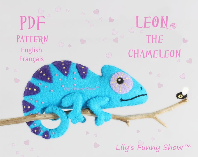 Chameleon Felt Toy Sewing Pattern, Easy PDF Pattern, Felt Animal ...