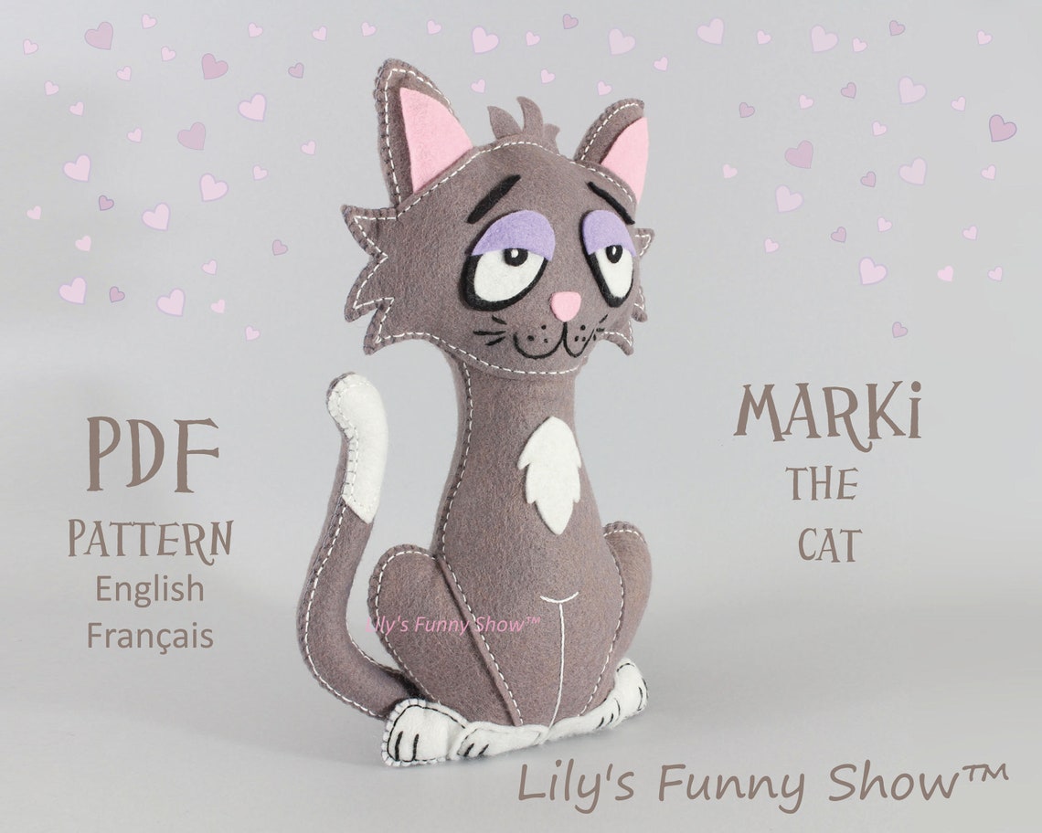 Felt Cat-pdf Pattern & Svg-plush Sewing Pattern - Etsy