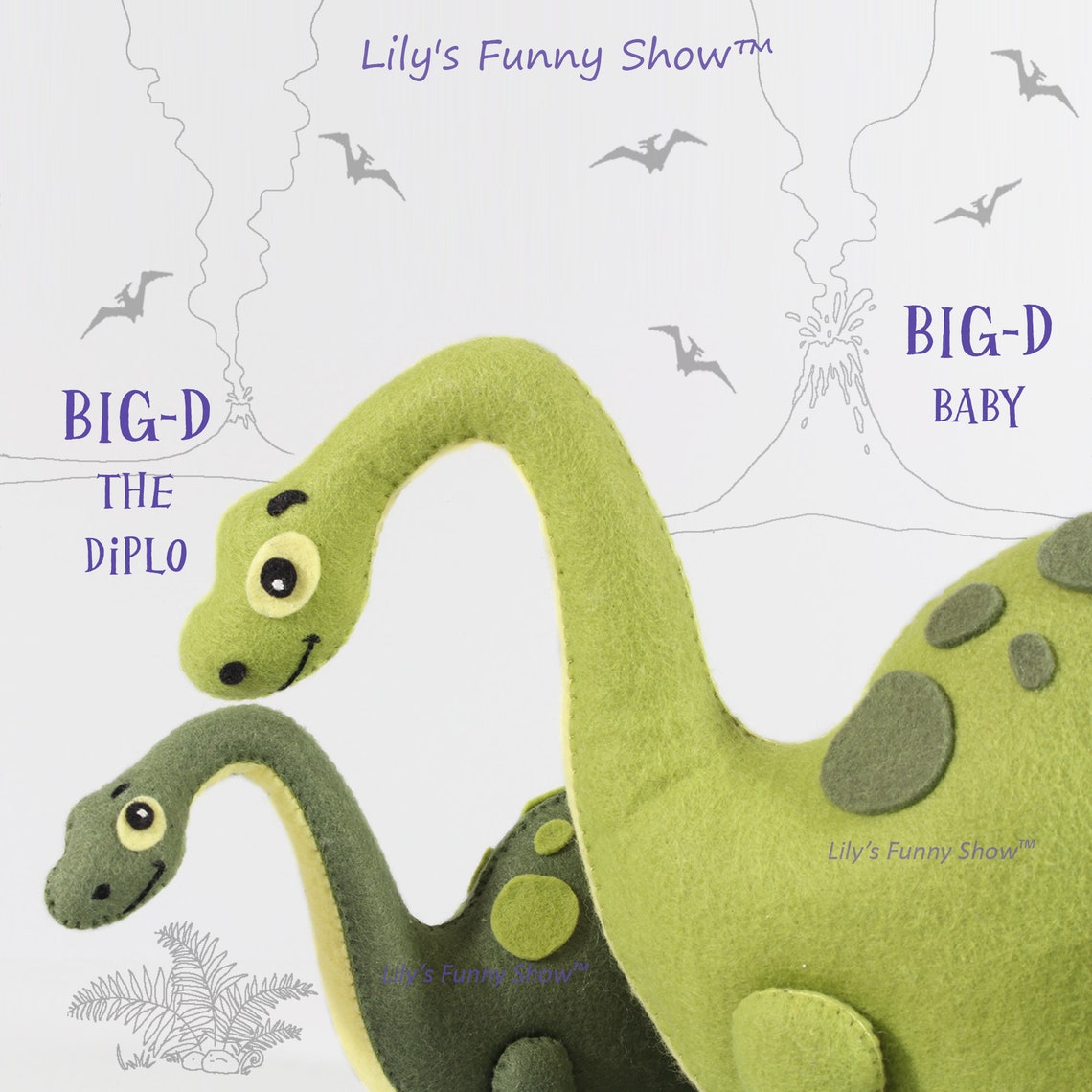 Felt Diplodocus-pdf Pattern &svg-plush Sewing Pattern-dinosaurs - Etsy