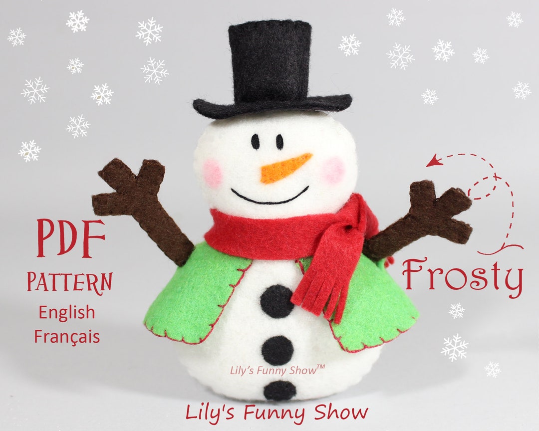 Felt Snowman-pdf Pattern & Svg-plush Sewing Pattern-christmas Ornament ...