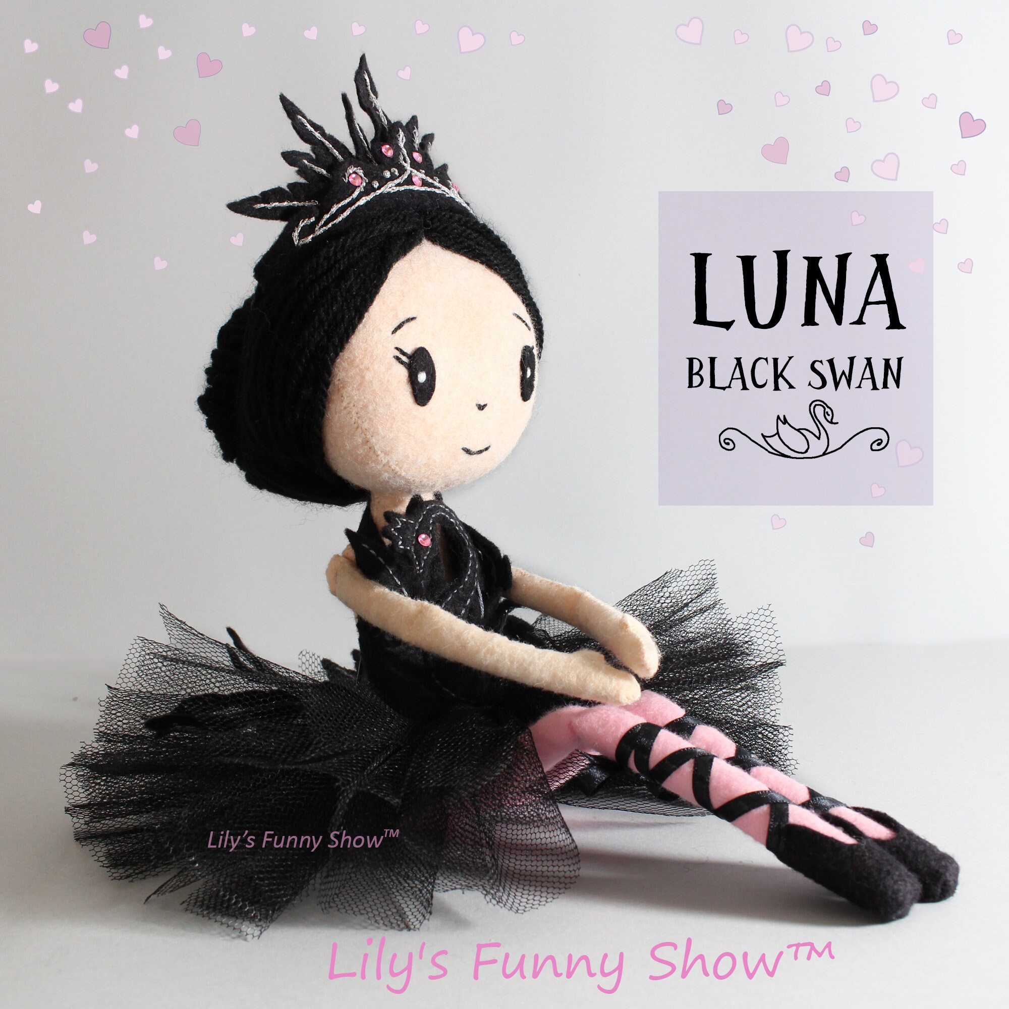 Felt Ballerina-pdf Pattern &svg-plush Sewing Pattern-black Swan Dancer ...