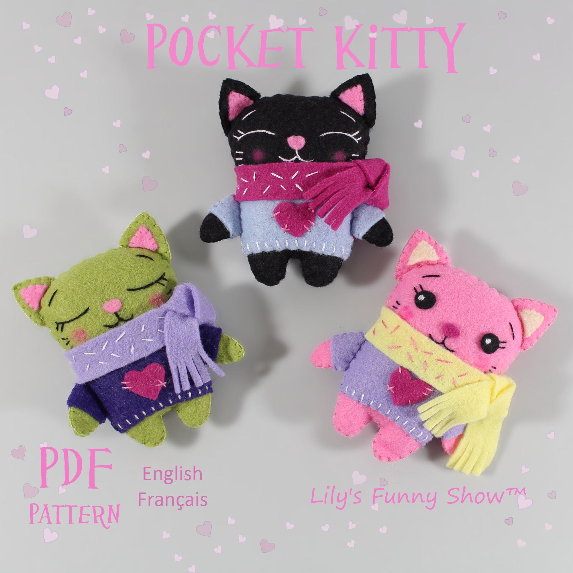 Felt Pocket Kitty-pdf Pattern & Svg-plush Sewing Pattern - Etsy