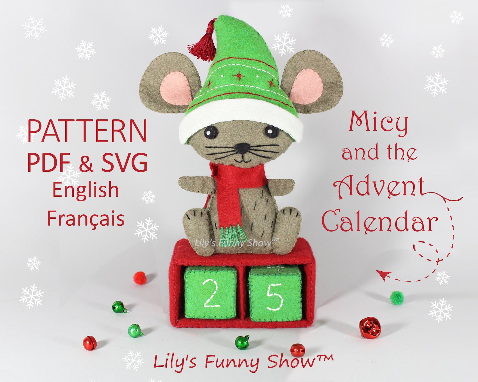 Advent Calendar-pdf & SVG Pattern-christmas Mouse-sewing Plush Pattern ...