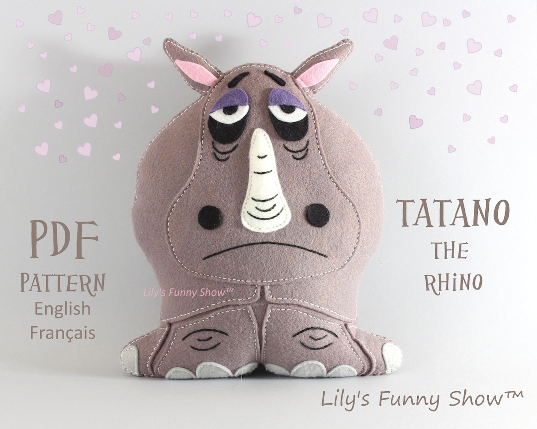 Felt Rhinoceros-pdf Pattern-plush Sewing Pattern - Etsy