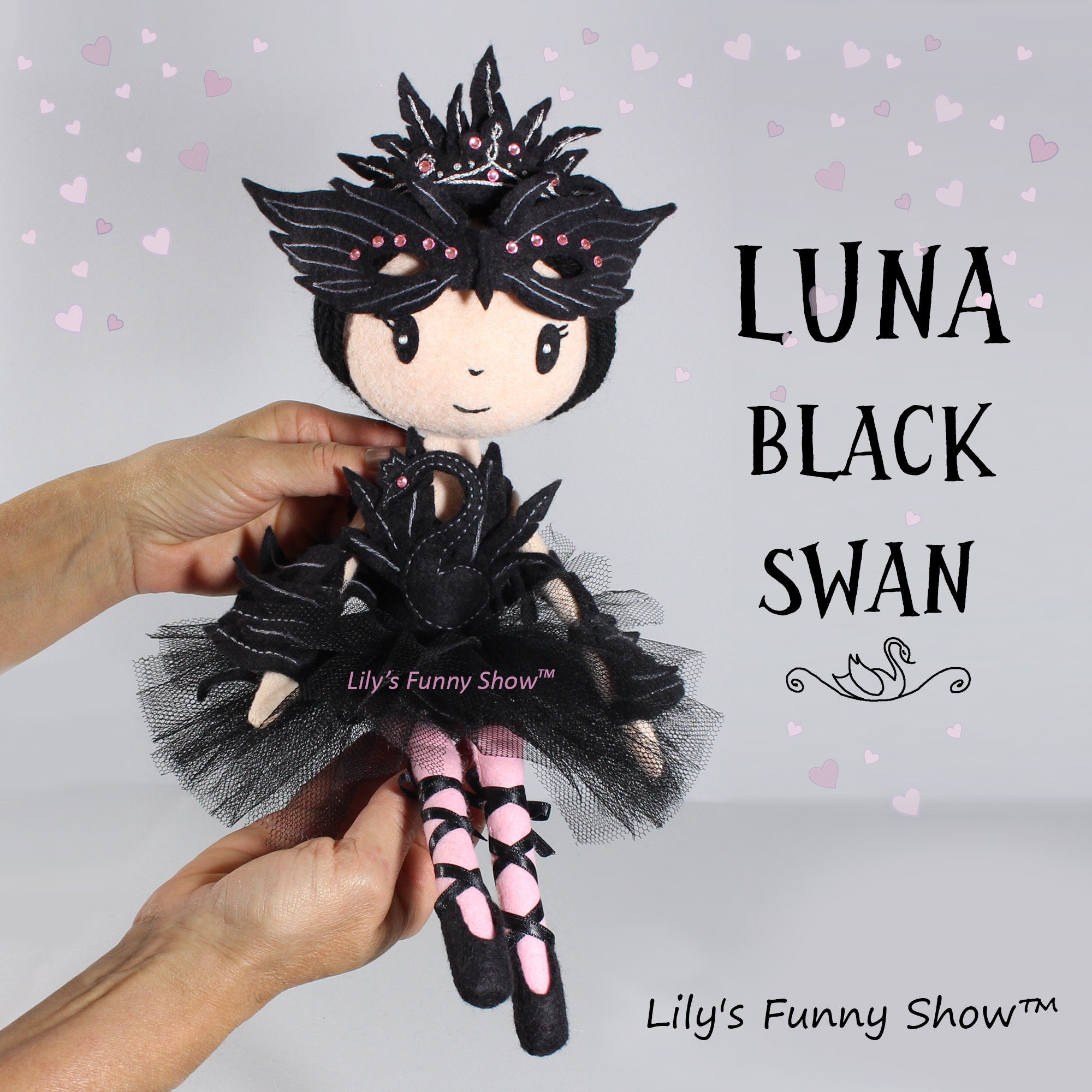 Felt Ballerina-pdf Pattern &svg-plush Sewing Pattern-black Swan Dancer ...