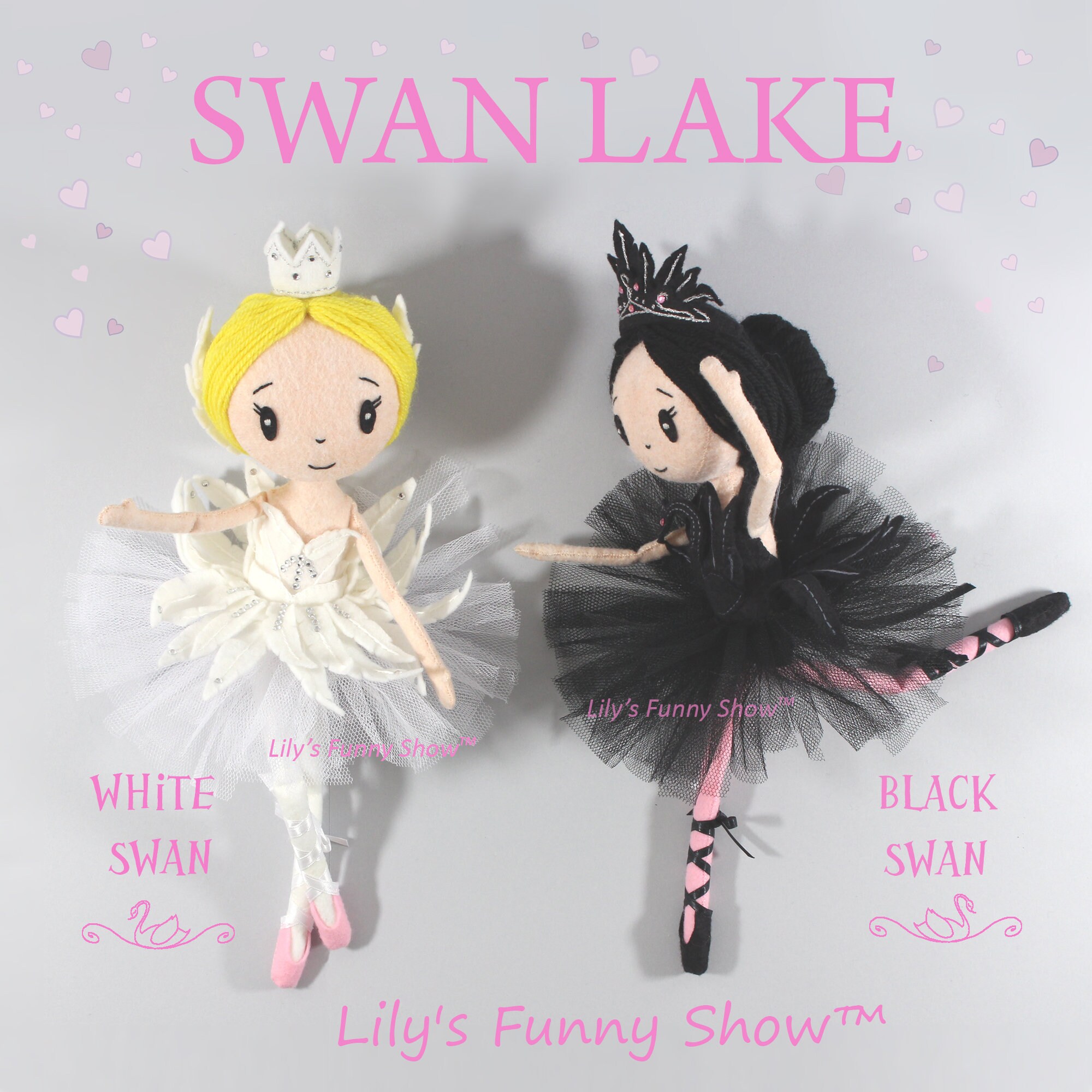 Felt Ballerina-pdf Pattern &svg-plush Sewing Pattern-black Swan Dancer ...