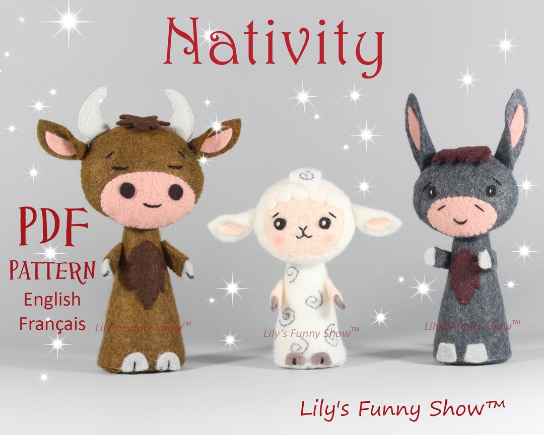 Felt Nativity Set-beef, Donkey, Sheep-pdf Pattern &svg-plush Sewing Pattern-christmas Crib - Etsy
