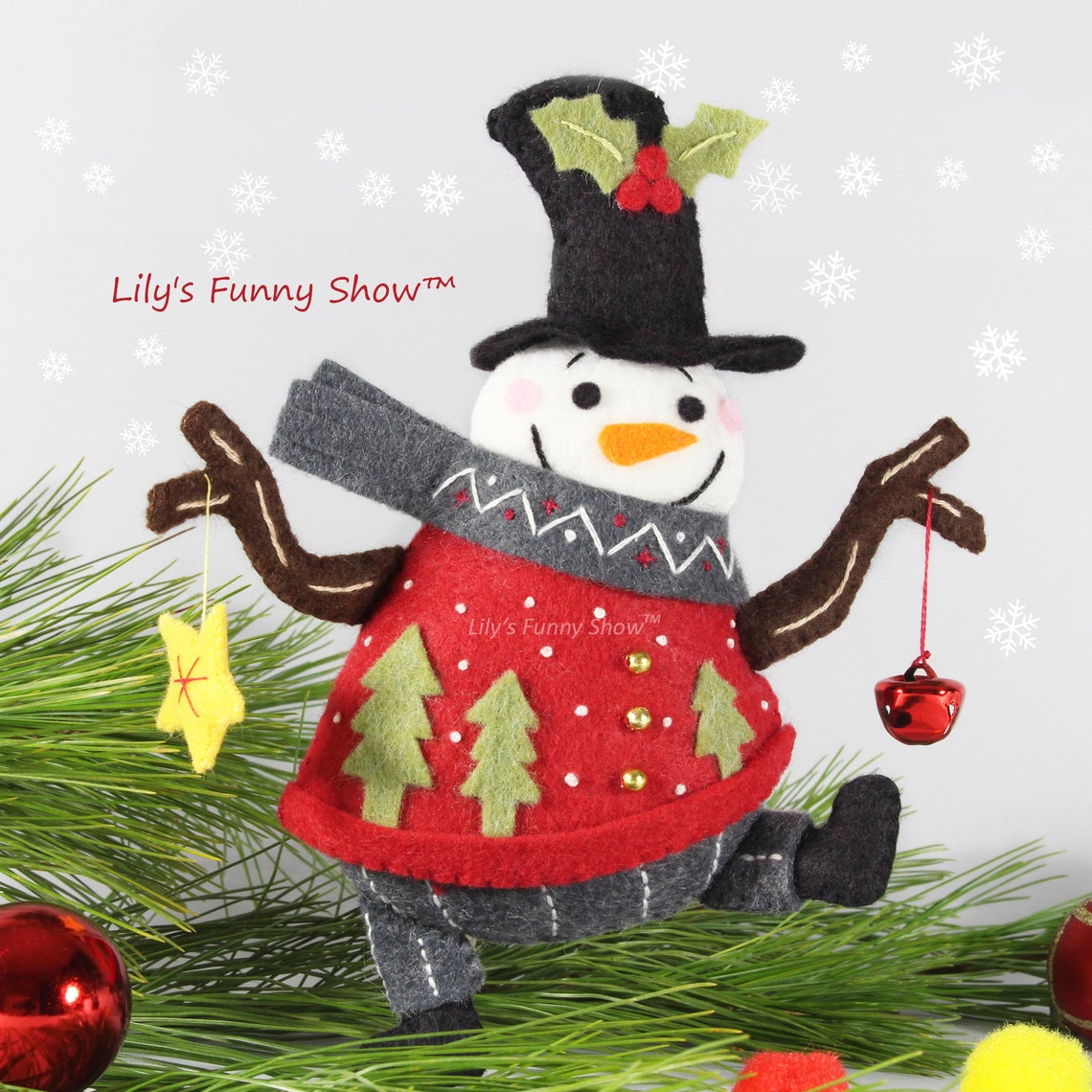 Felt Snowman-pdf Pattern & Svg-plush Sewing Pattern-christmas - Etsy