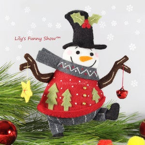 Felt Snowman-pdf Pattern & Svg-plush Sewing Pattern-christmas Ornament ...