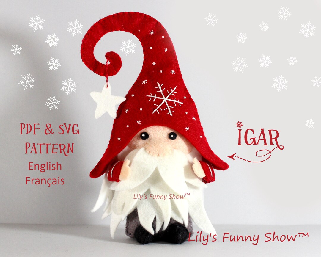 Felt Gnome-pdf Pattern & Svg-sewing Plush Pattern-christmas Ornament ...