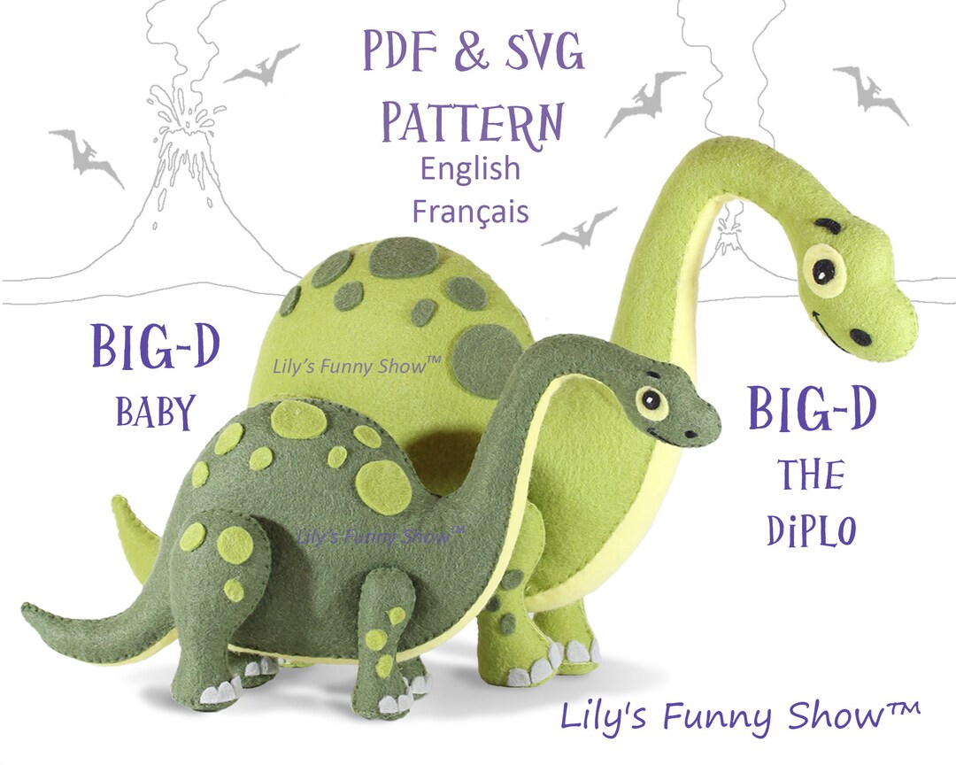 Felt Diplodocus-pdf Pattern &svg-plush Sewing Pattern-dinosaurs - Etsy