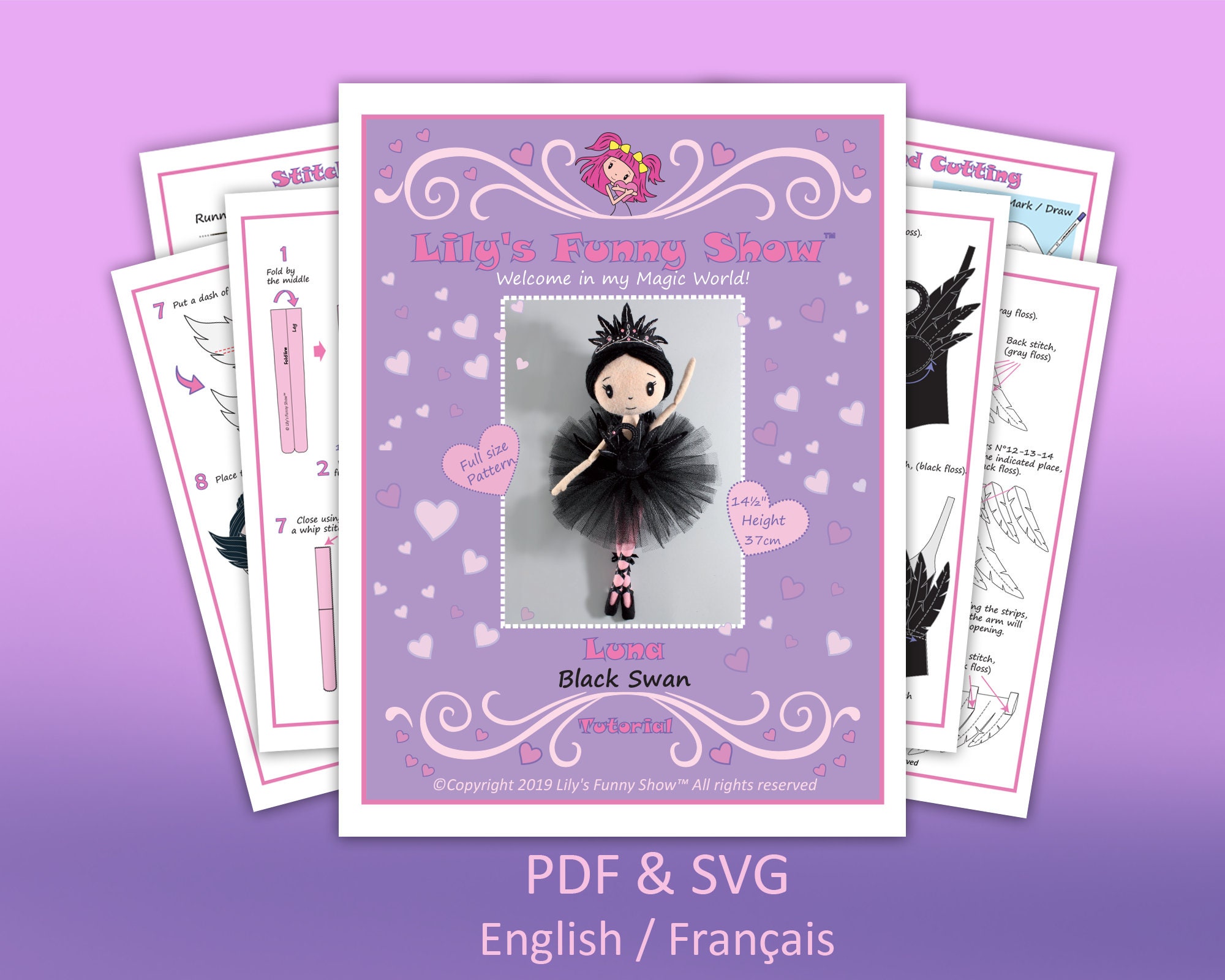Felt Ballerina-pdf Pattern &svg-plush Sewing Pattern-black Swan Dancer ...