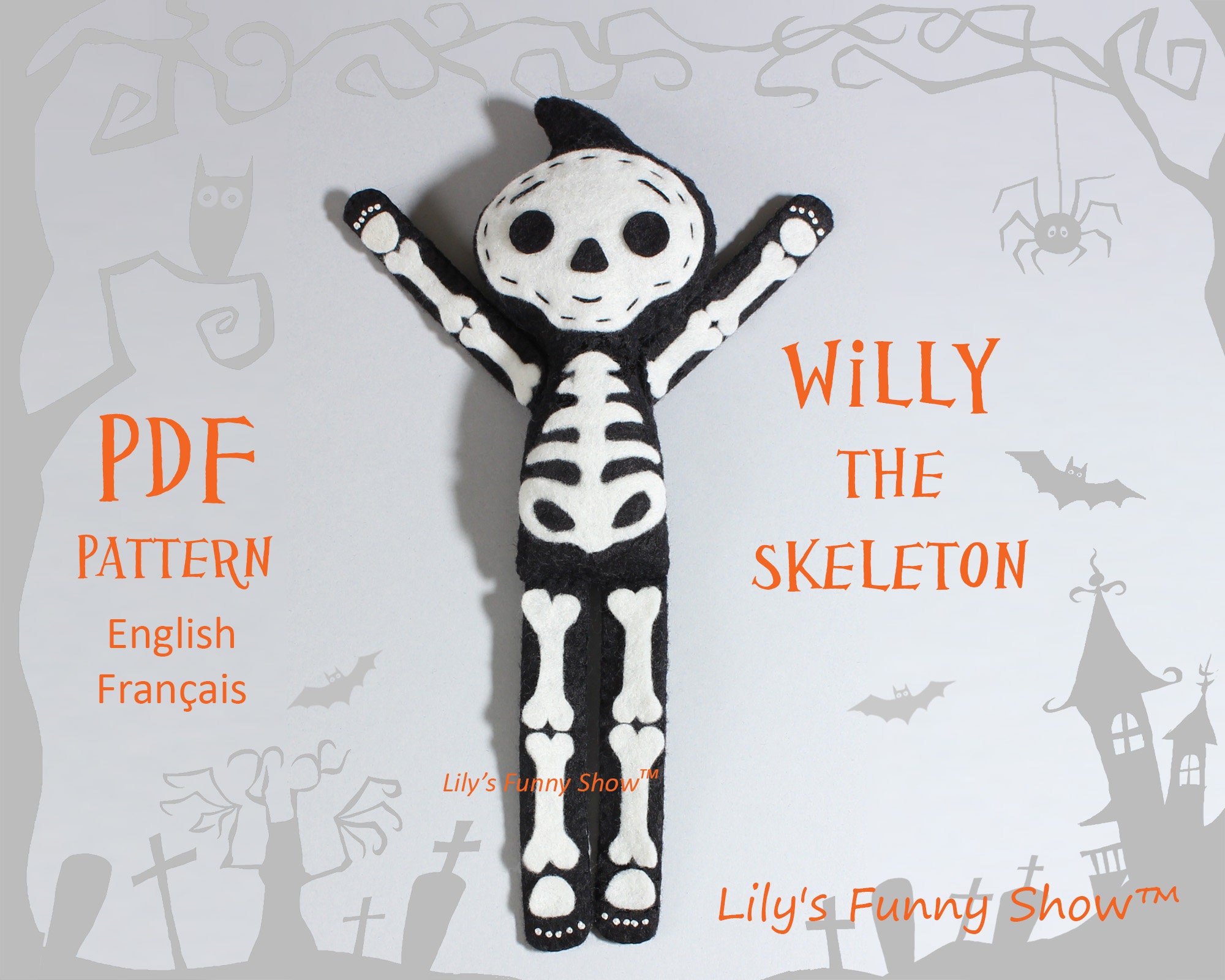 Felt Skeleton-pdf Pattern &svg-plush Sewing Pattern-halloween - Etsy