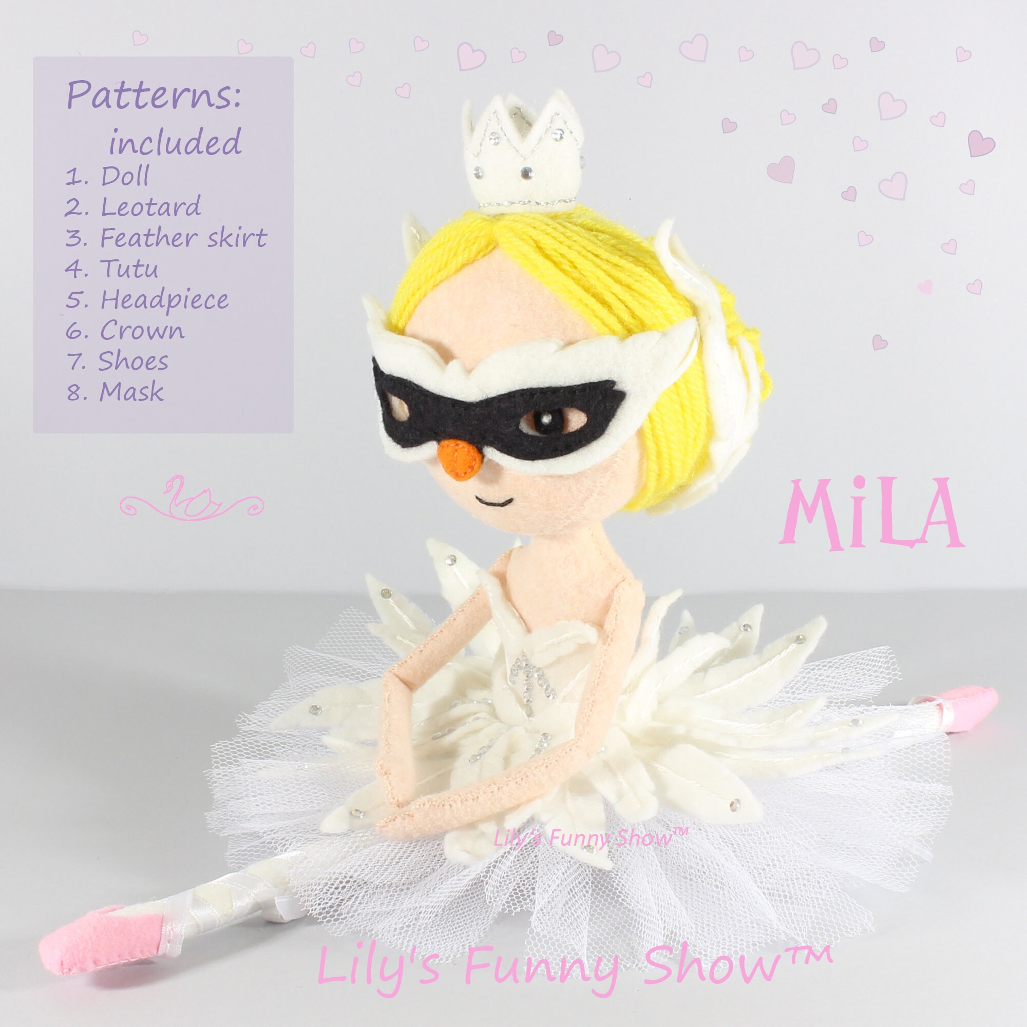 Felt Ballerina-pdf Pattern &svg-plush Sewing Pattern-white Swan Dancer ...