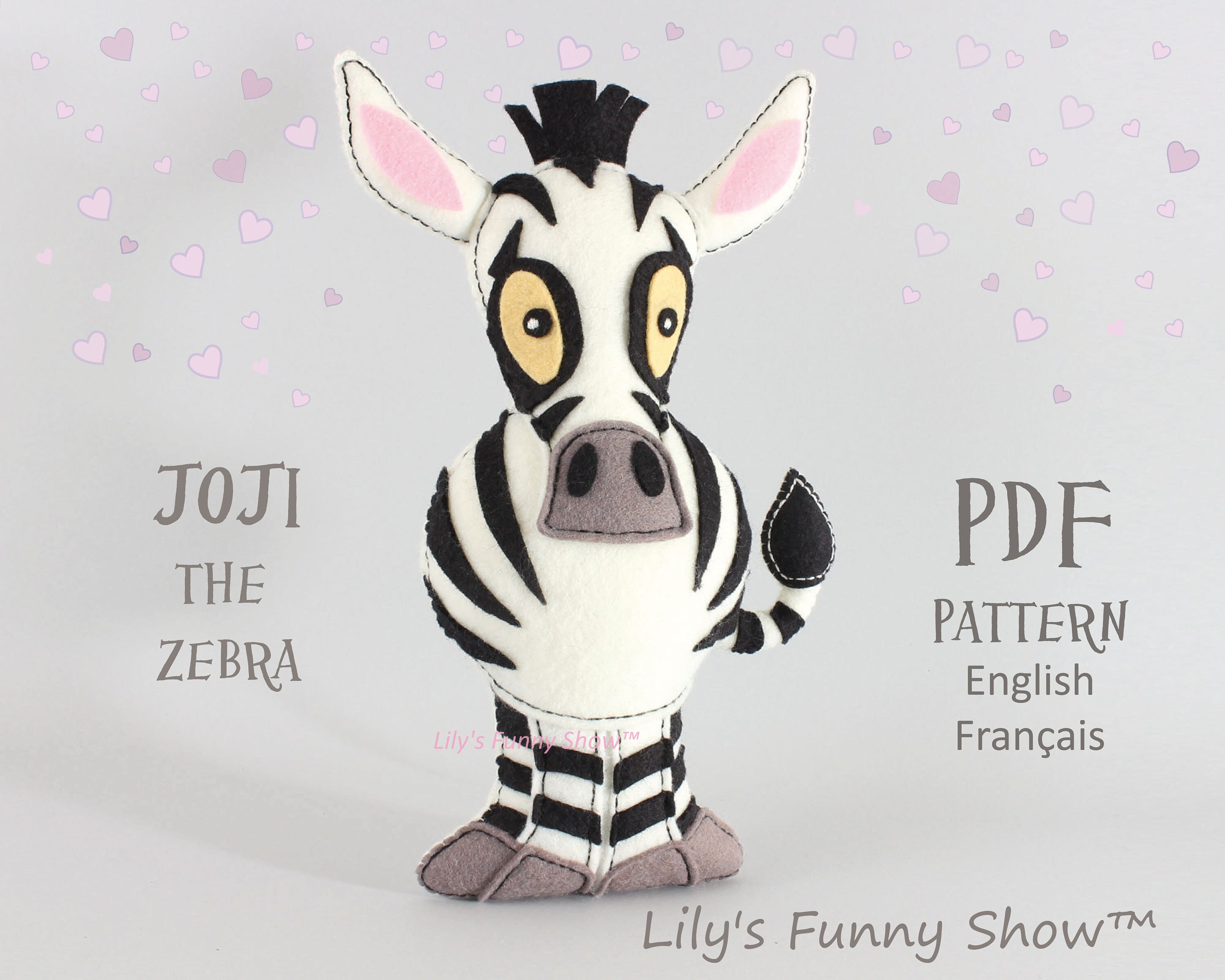 Felt Zebra-pdf Pattern-plush Sewing Pattern - Etsy