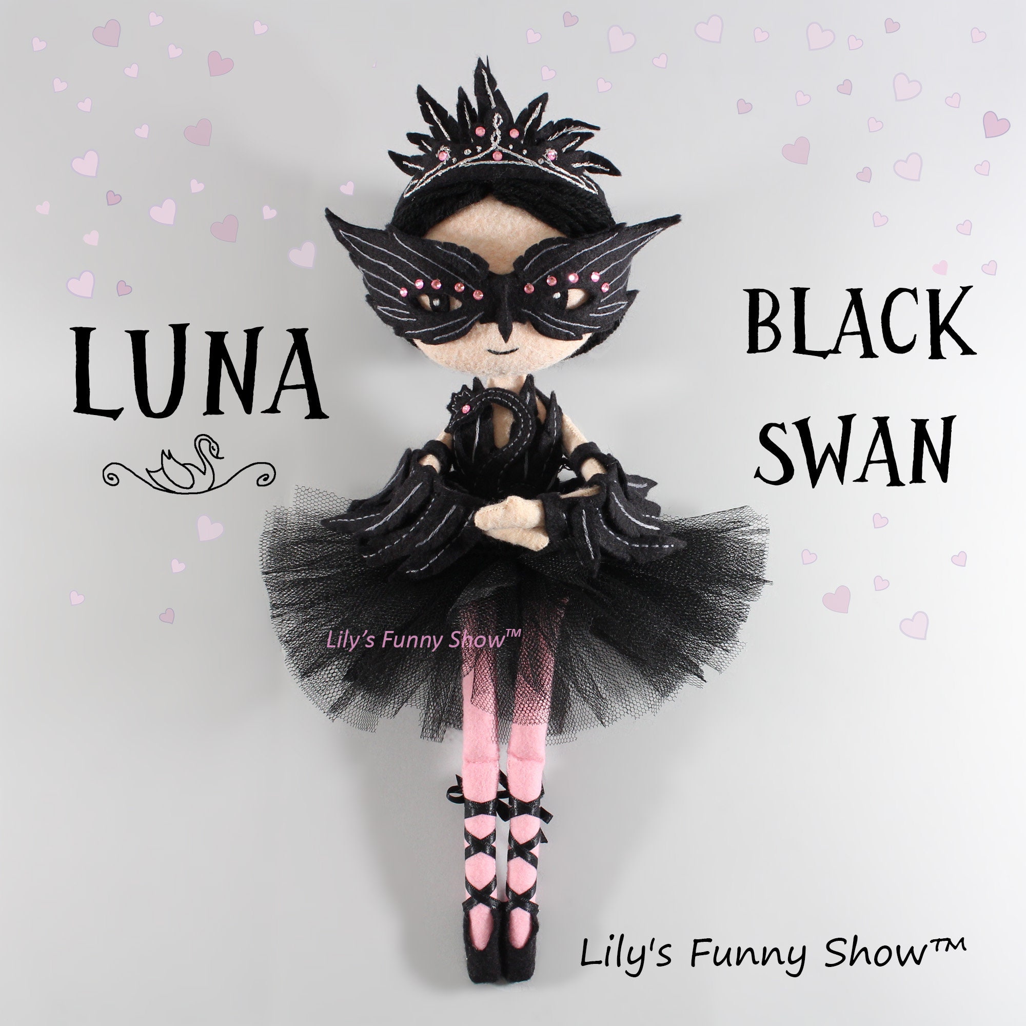 Felt Ballerina-pdf Pattern &svg-plush Sewing Pattern-black Swan Dancer ...