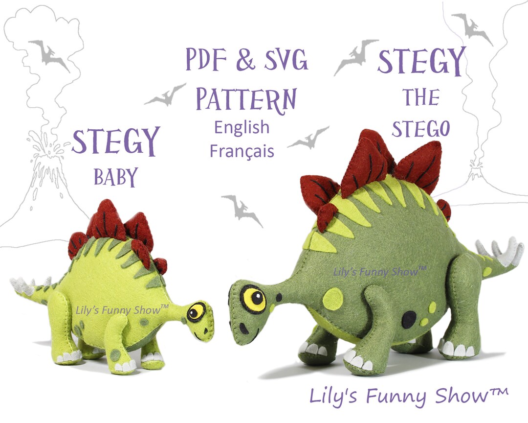 Felt Stegosaurus-pdf Pattern &svg-plush Sewing Pattern-dinosaurs - Etsy