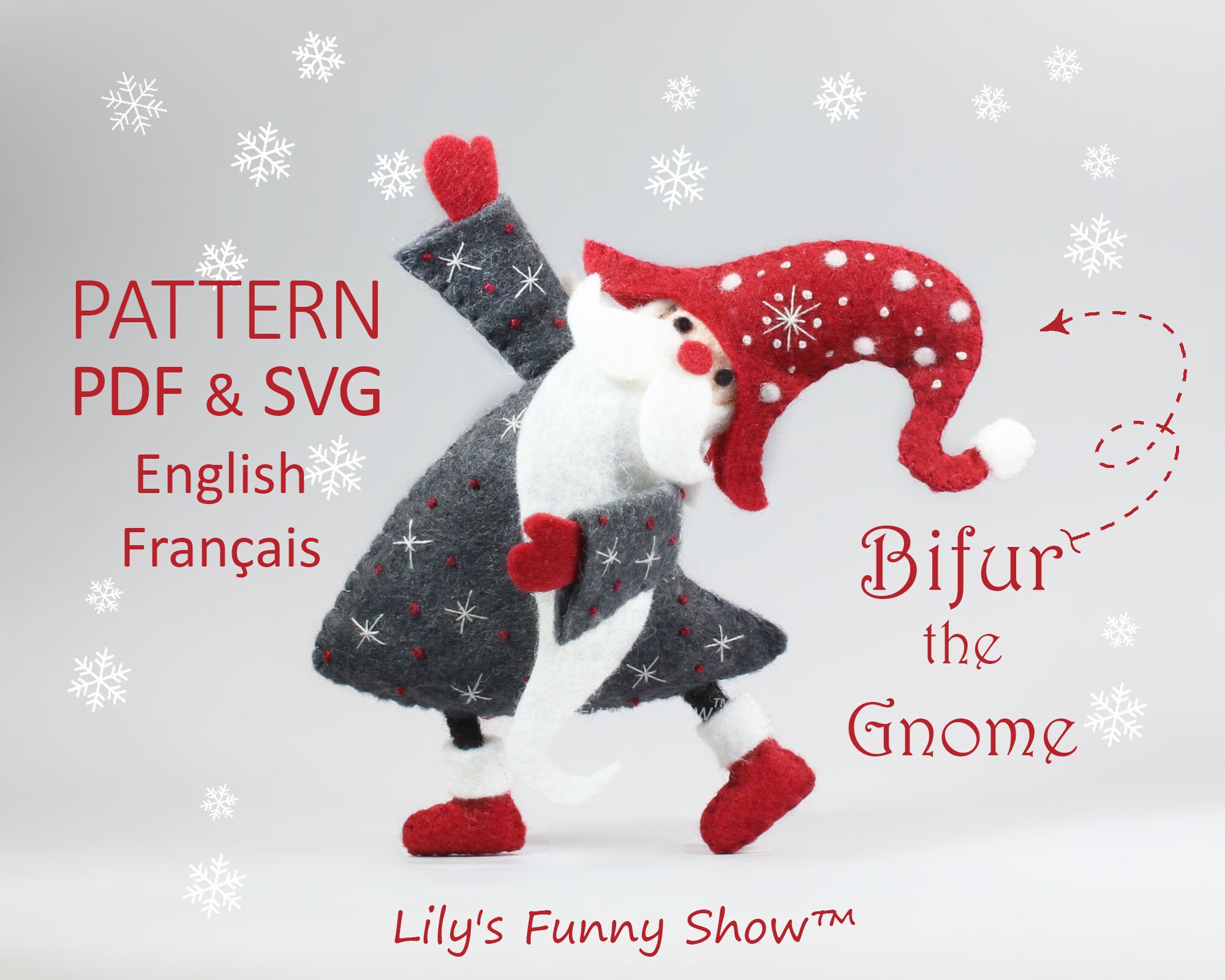 Felt Gnome-pdf Pattern & Svg-plush Sewing Pattern-christmas Ornament ...