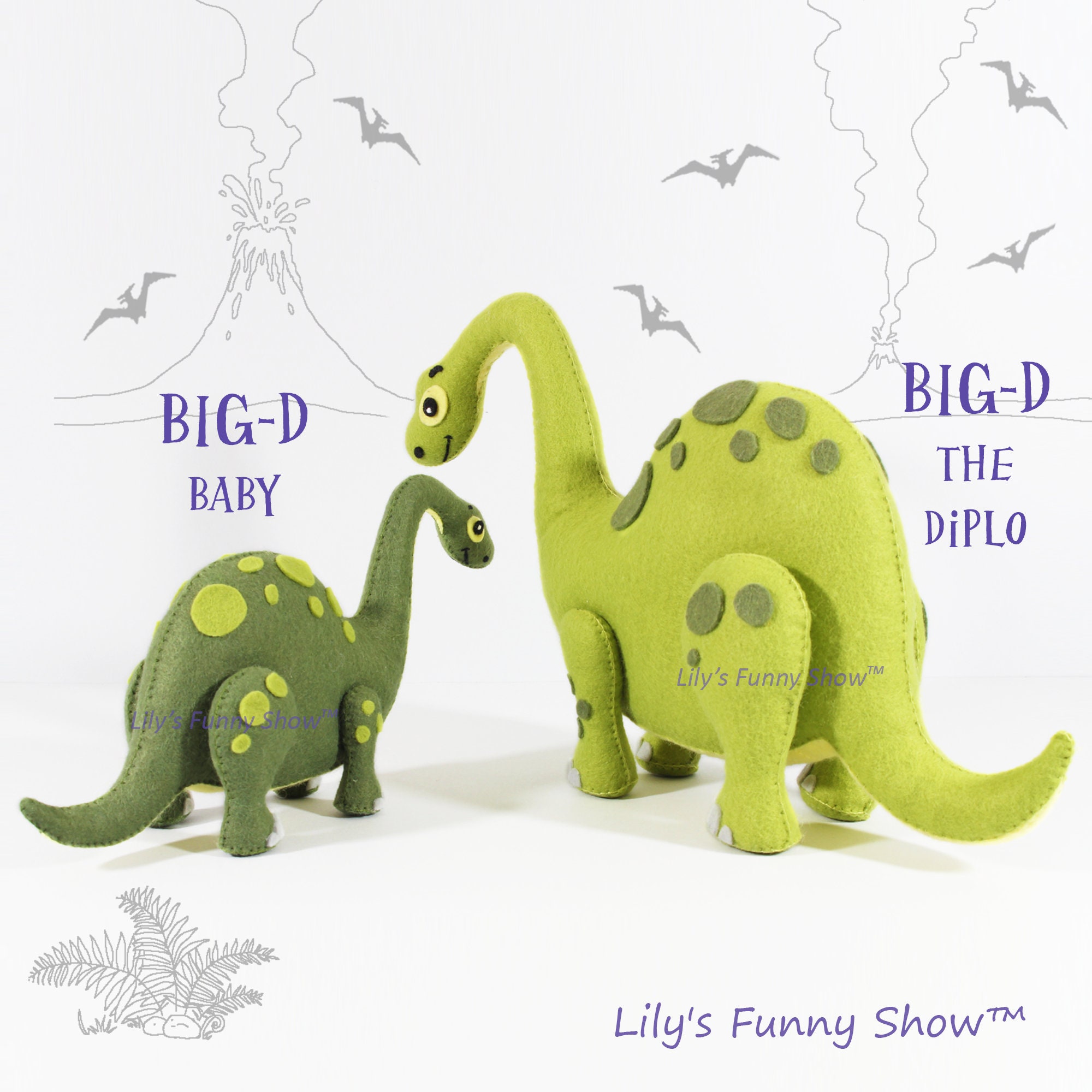 Felt Diplodocus-pdf Pattern &svg-plush Sewing Pattern-dinosaurs - Etsy