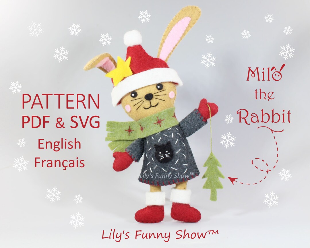 Felt Rabbit-pdf Pattern & Svg-plush Sewing Pattern-christmas Ornament ...