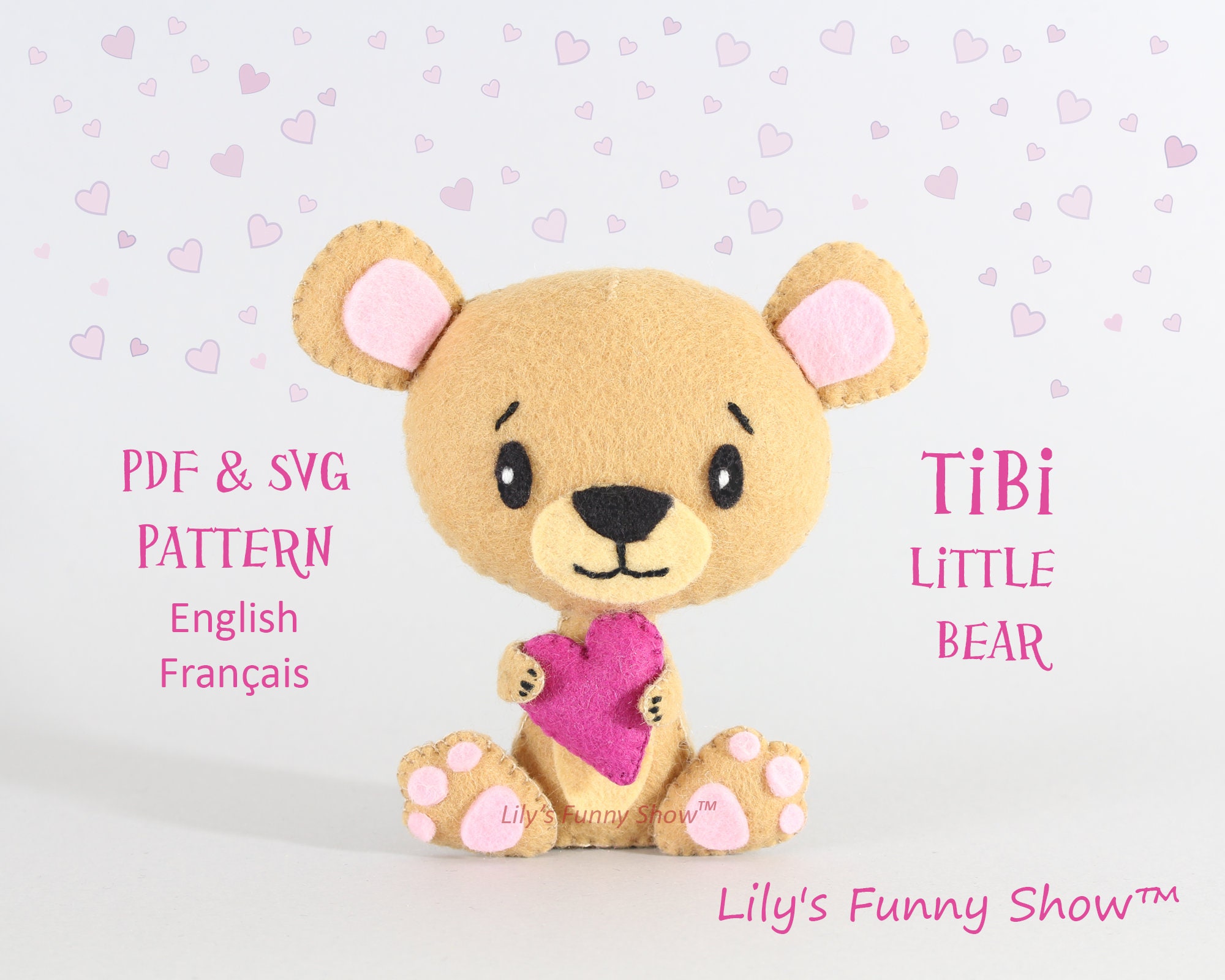 Felt Teddy Bear-pdf Pattern & Svg-plush Sewing Pattern - Etsy