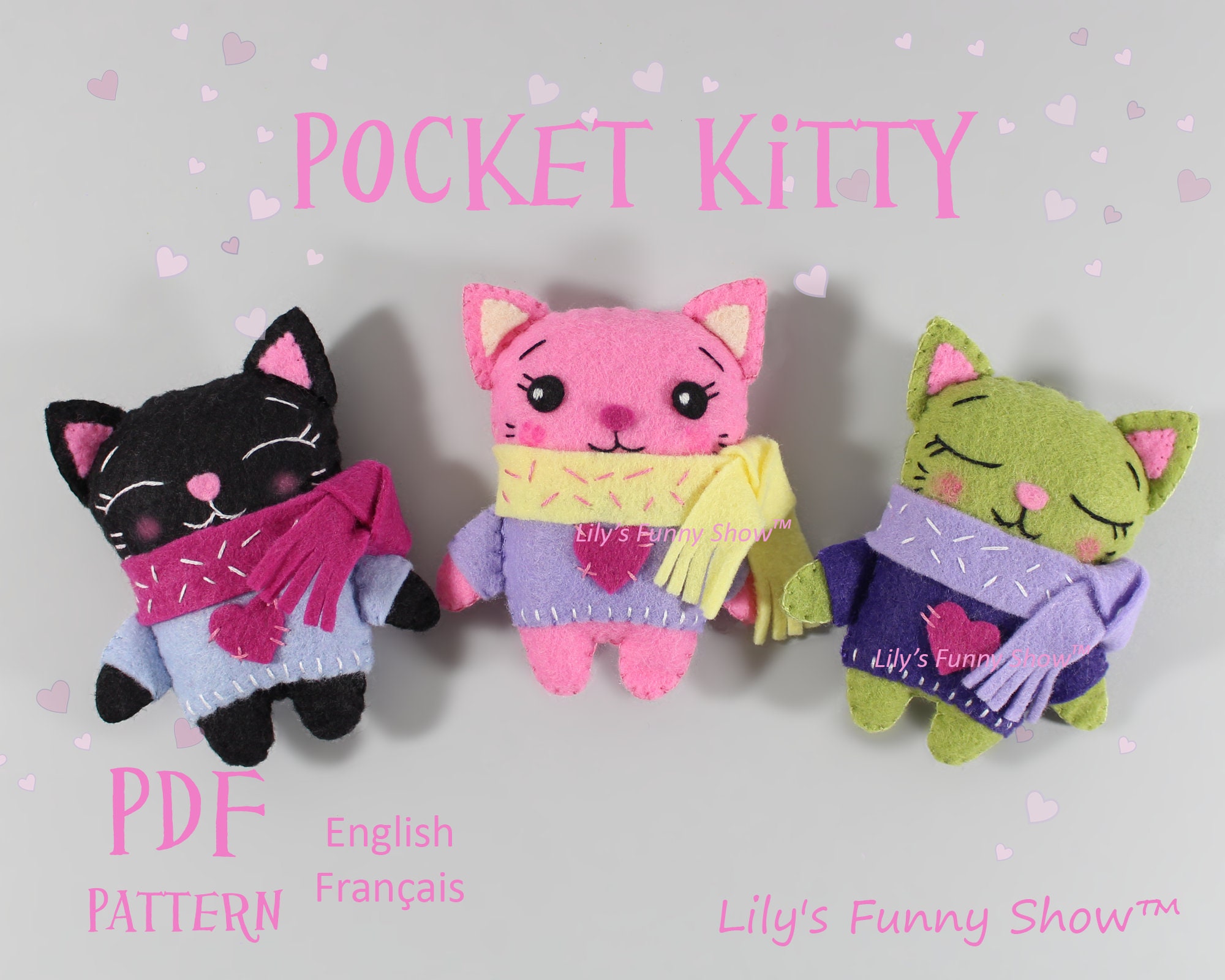 Felt Pocket Kitty-pdf Pattern & Svg-plush Sewing Pattern - Etsy