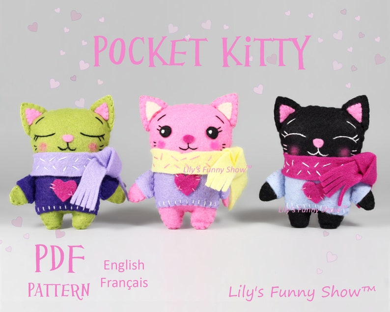 Felt Pocket Kitty-pdf Pattern & Svg-plush Sewing Pattern - Etsy