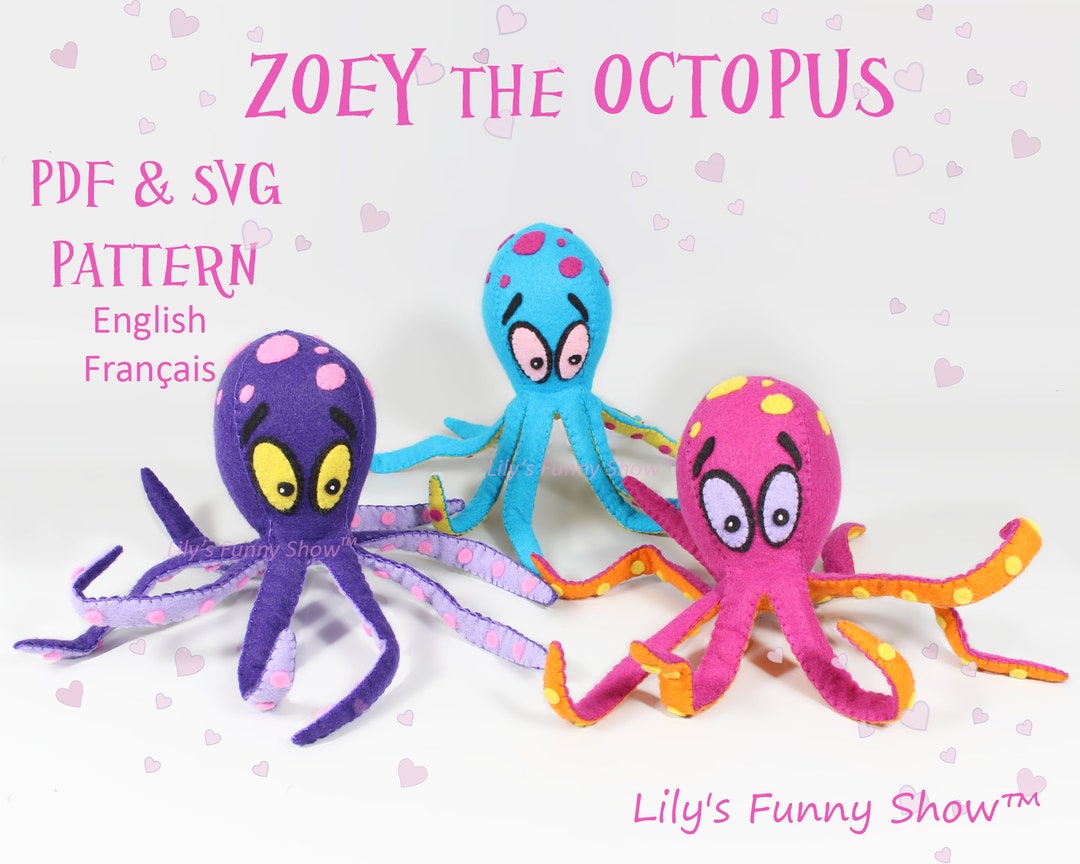 Felt Octopus-pdf Pattern &svg-plush Sewing Pattern - Etsy