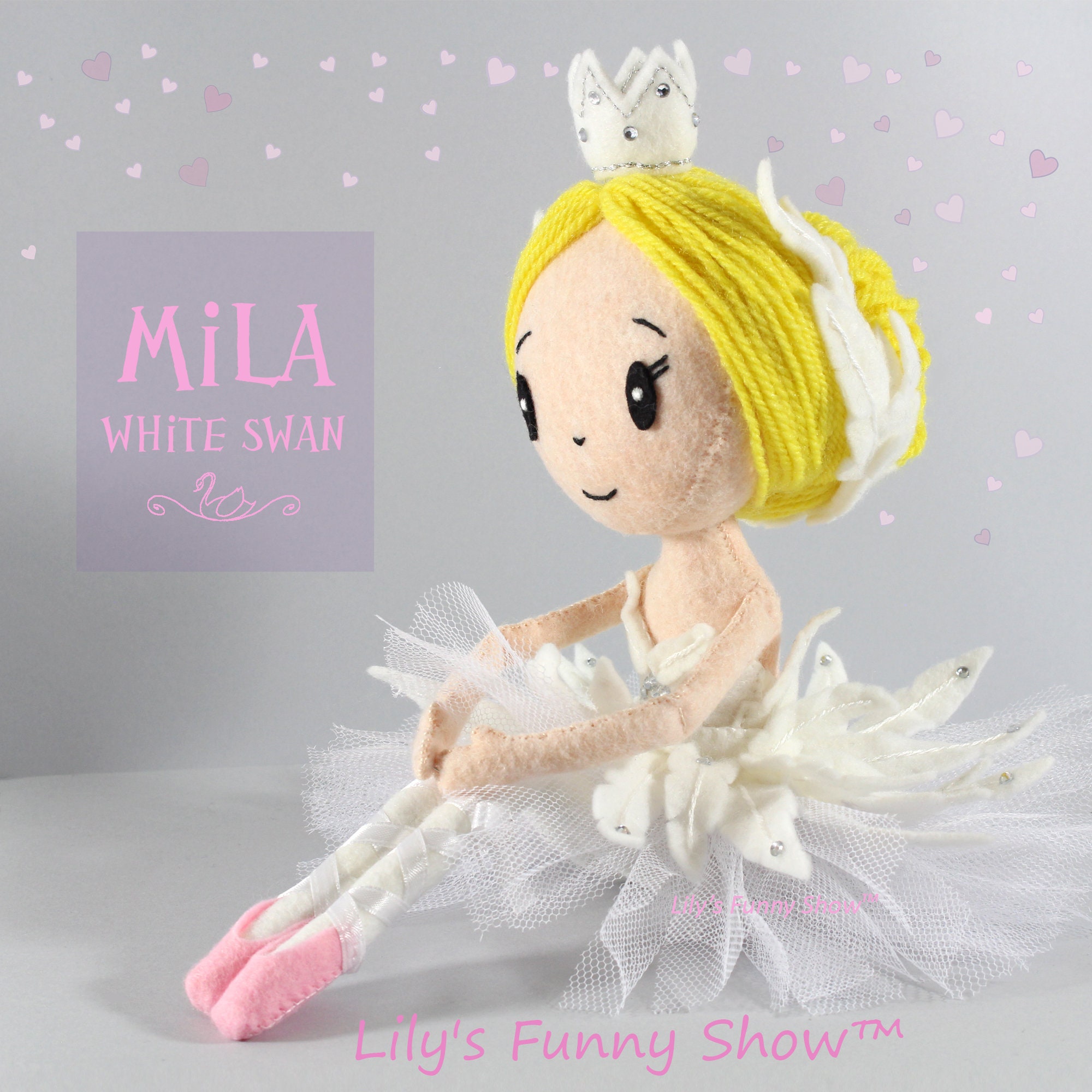 Felt Ballerina-pdf Pattern &svg-plush Sewing Pattern-white Swan Dancer ...