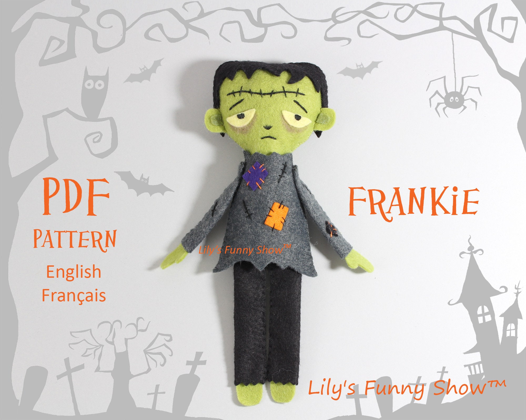 Felt Frankenstein-pdf Pattern &svg-plush Sewing Pattern-halloween - Etsy