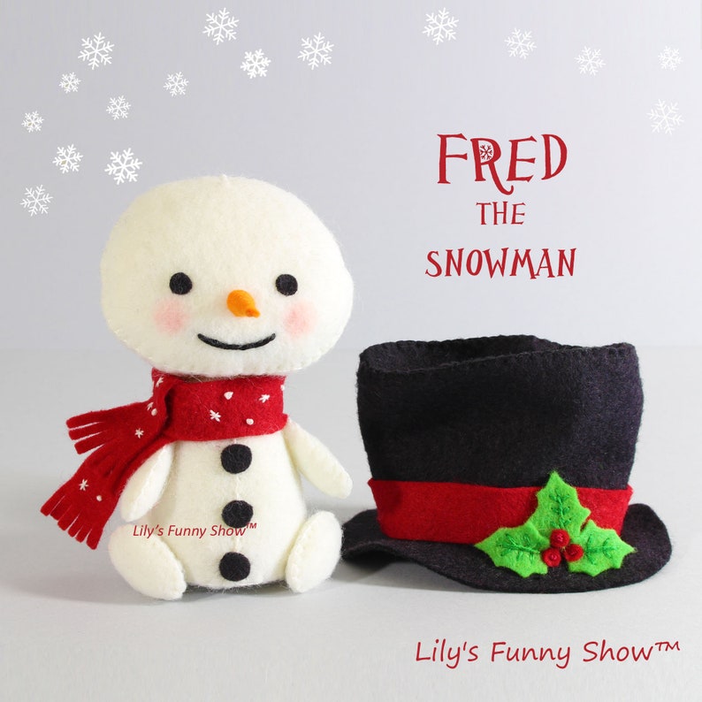 Felt Snowman-pdf Pattern & Svg-plush Sewing Pattern-christmas Ornament ...
