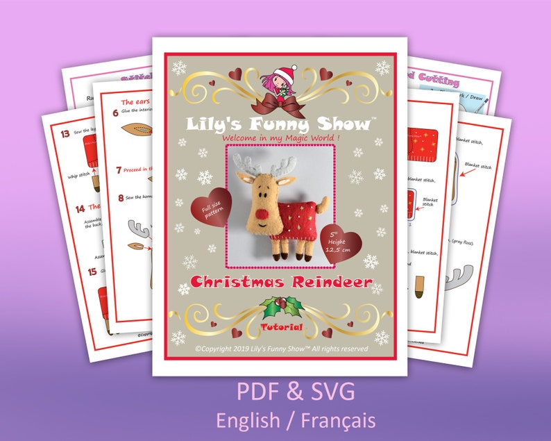 Felt Reindeer-pdf Pattern & Svg-plush Sewing Pattern-christmas Ornament ...