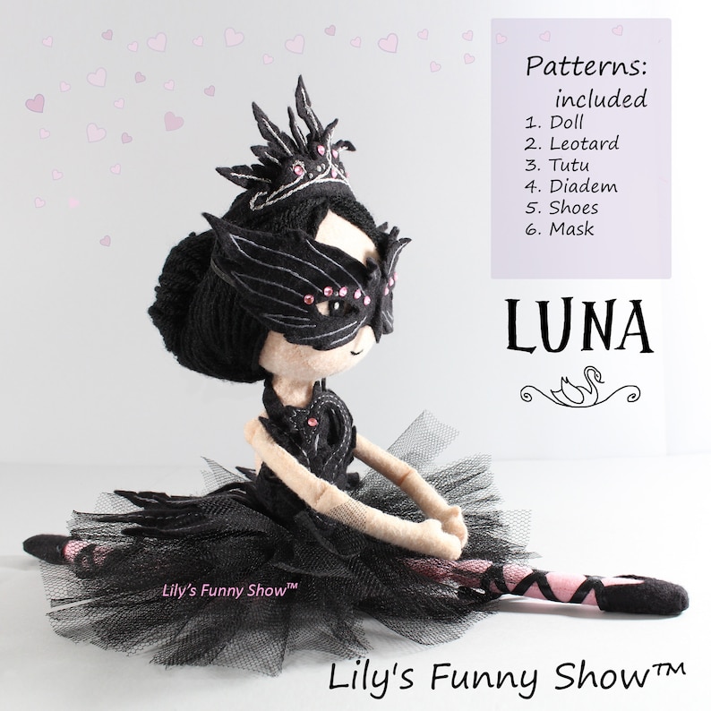 Felt Ballerina-pdf Pattern &svg-plush Sewing Pattern-black Swan Dancer ...