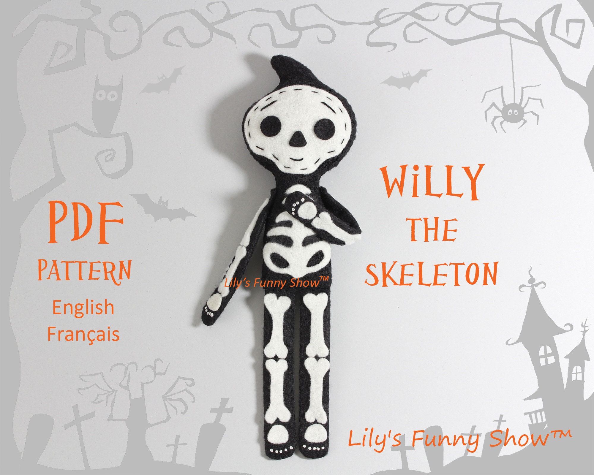 Felt Skeleton-pdf Pattern &svg-plush Sewing Pattern-halloween - Etsy