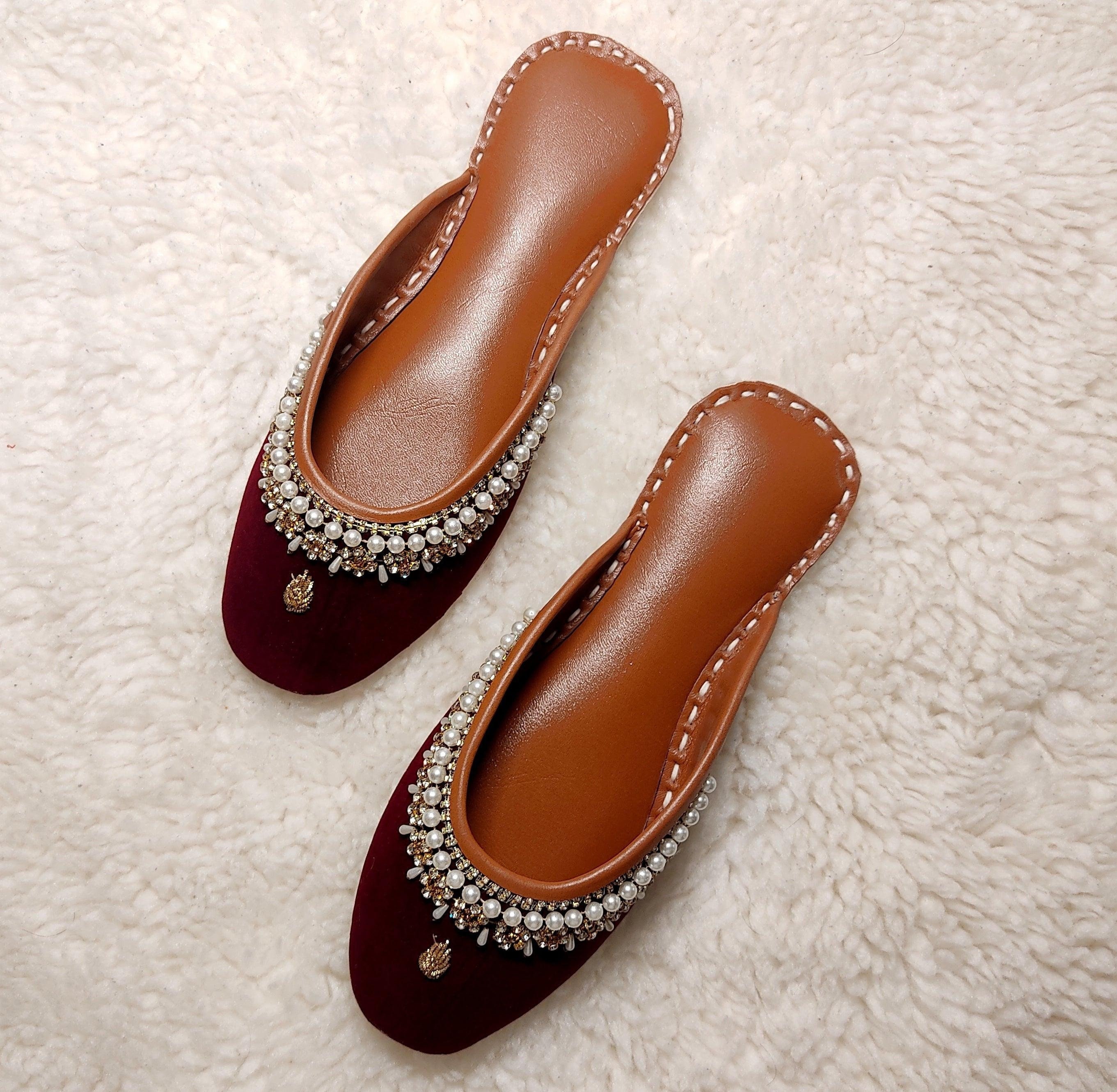 Maroon Backless Jutti Luxury Handmade Ladies Pakistani - Etsy