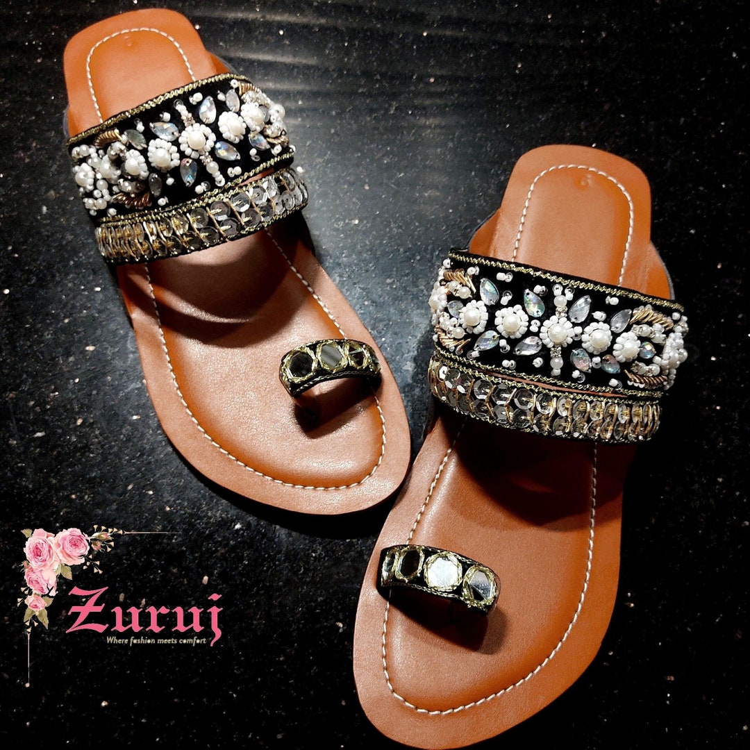 Womens Kolhapuri Chappal handcrafted Summer Shoes, Indian Style , Slip ...