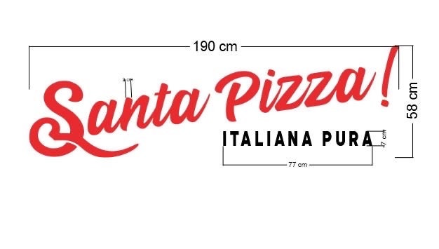 SANTA PIZZA , 3D Red Frontlight Letters, 58x190 Cm, Italıana Pura No ...