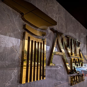 Gold Chrome Wall Sign, 3D Gold Mirror Names, Gold Office Signage ...