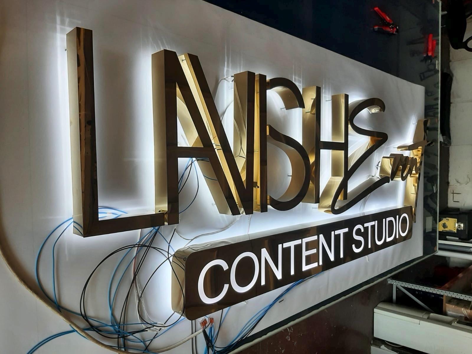 Custom Backlit Logo Sign, 3D Chrome Office Wall Decor, Illuminated ...