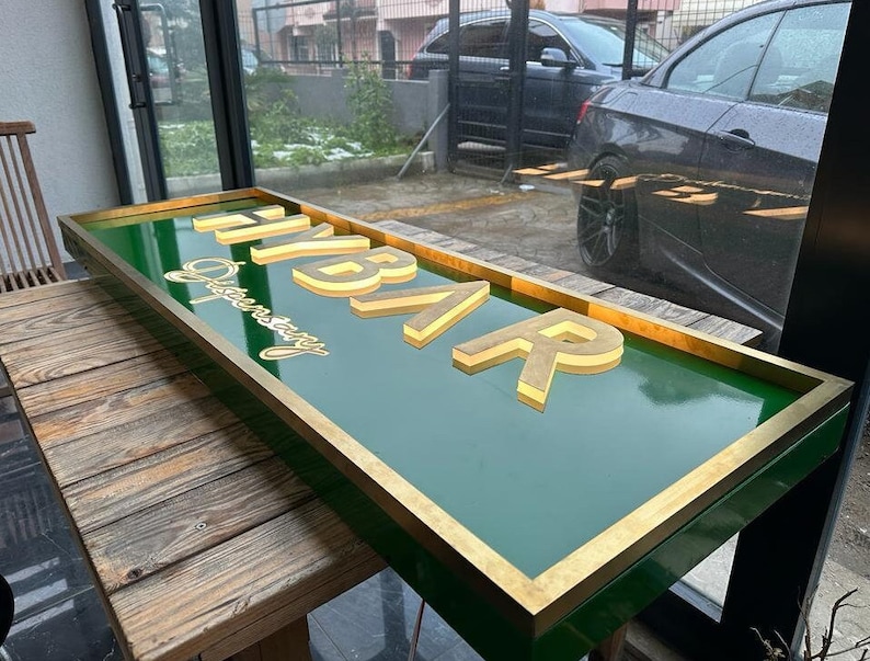 Signboard With Gold Letters, 3d Gold Sign, Chrome Letters, Custom ...