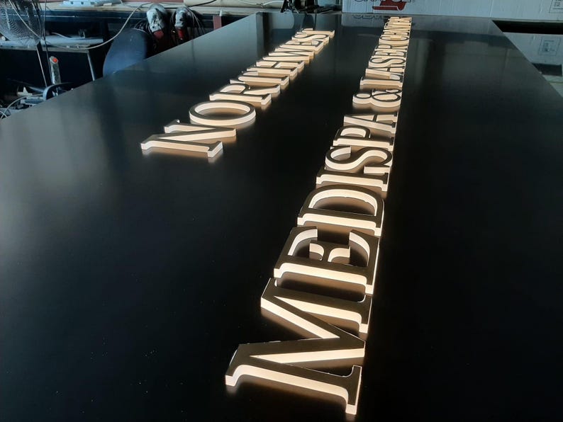 Wall Sign, Matte Black Board, Stainless Chrome Brushed Gold Letters ...