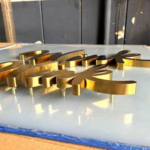 Brushed Gold Backlit Sign: 3D Chrome Letters, Shop Signage - Etsy