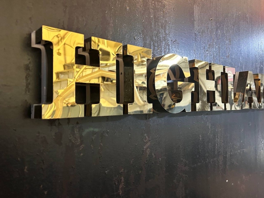3d Backlit Sign, 3d Led Signage, Gold Letters, Custom Outdoor, 3d ...