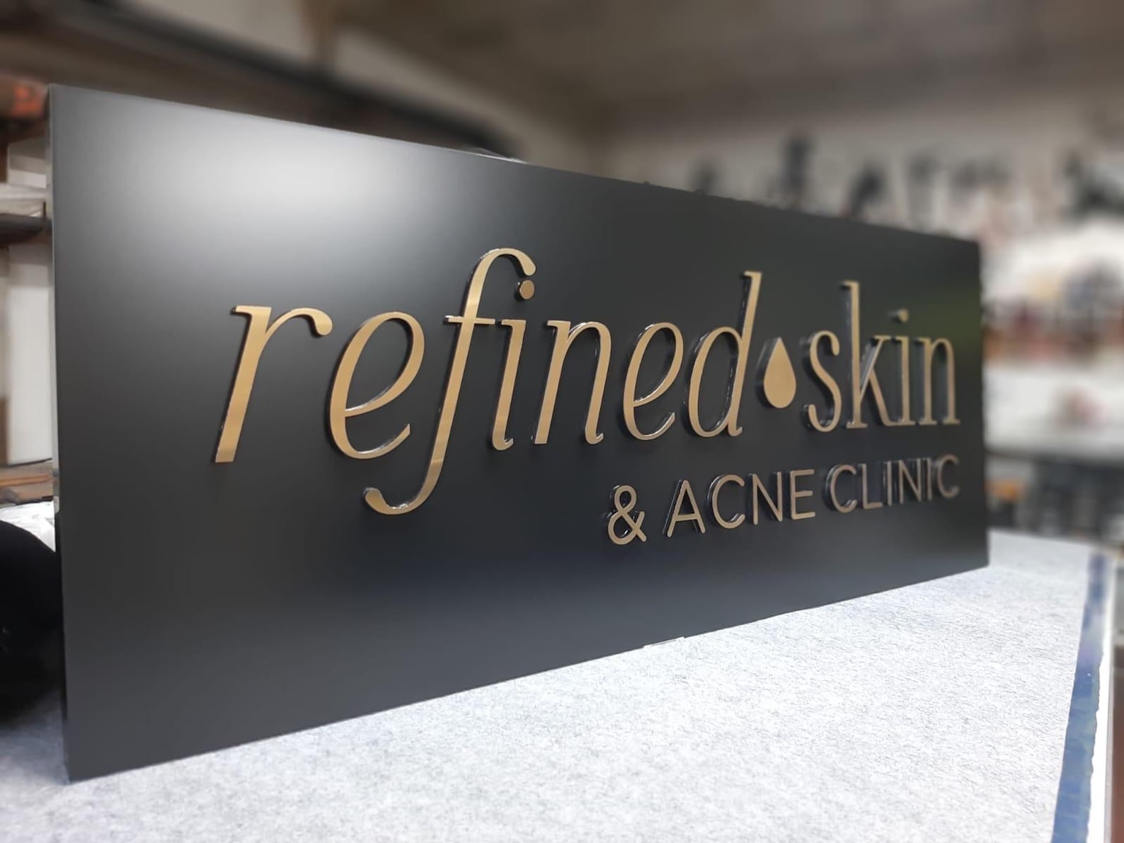 Wall Sign, Matte Black Board, Stainless Chrome Brushed Gold Letters ...