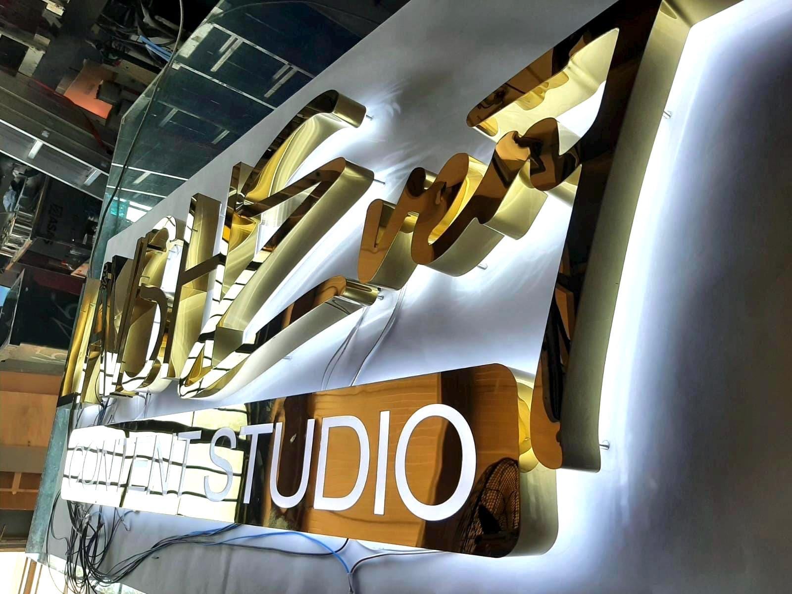 Custom Backlit Logo Sign, 3D Chrome Office Wall Decor, Illuminated ...