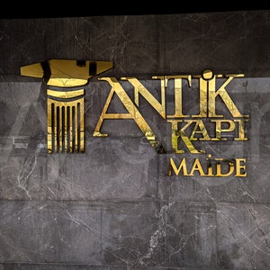 Gold Chrome Wall Sign, 3D Gold Mirror Names, Gold Office Signage ...