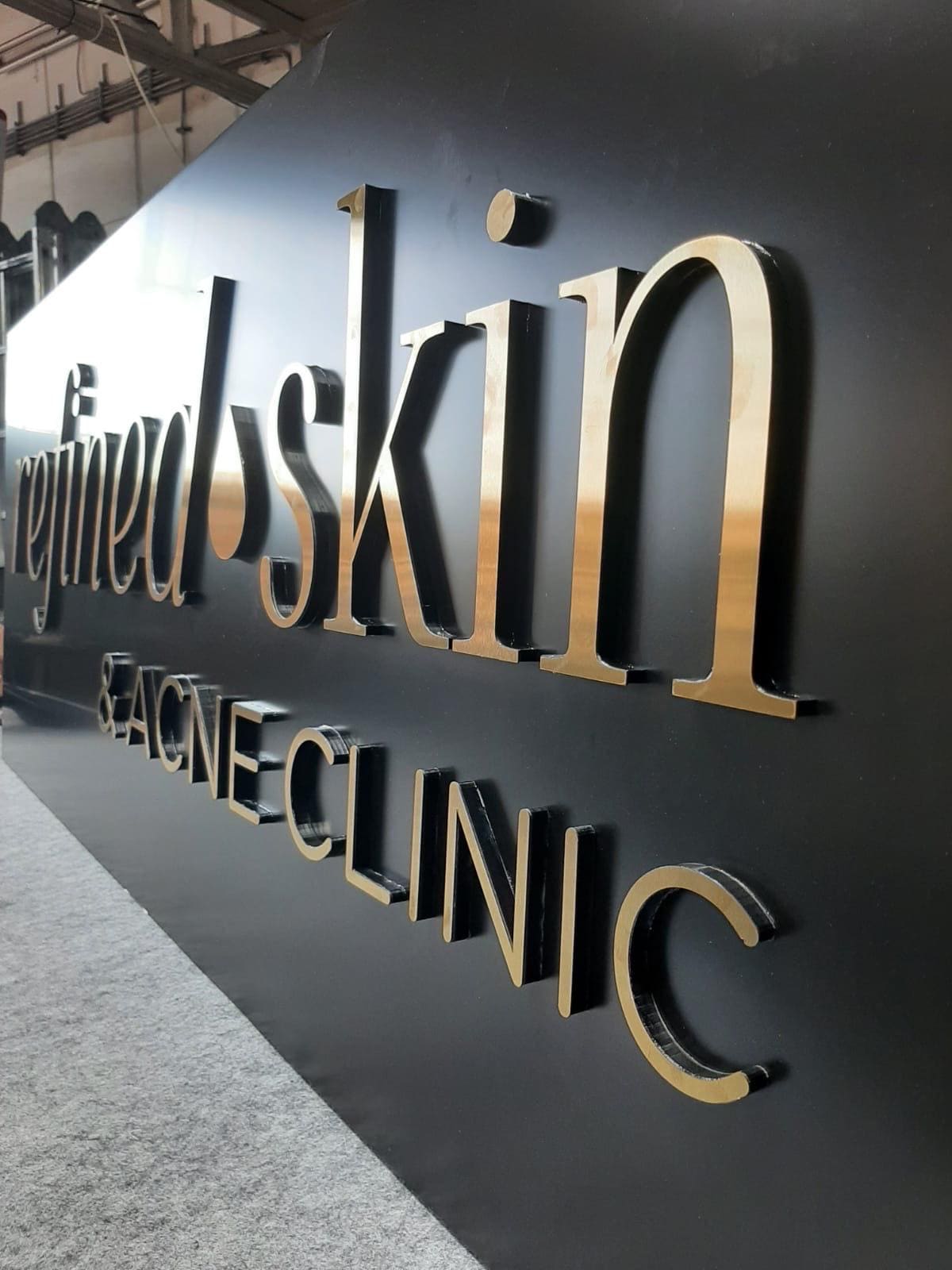 Wall Sign, Matte Black Board, Stainless Chrome Brushed Gold Letters ...